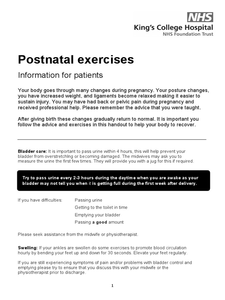 PL - 872.1 - Postnatal Exercises | PDF | Pelvis | Abdomen
