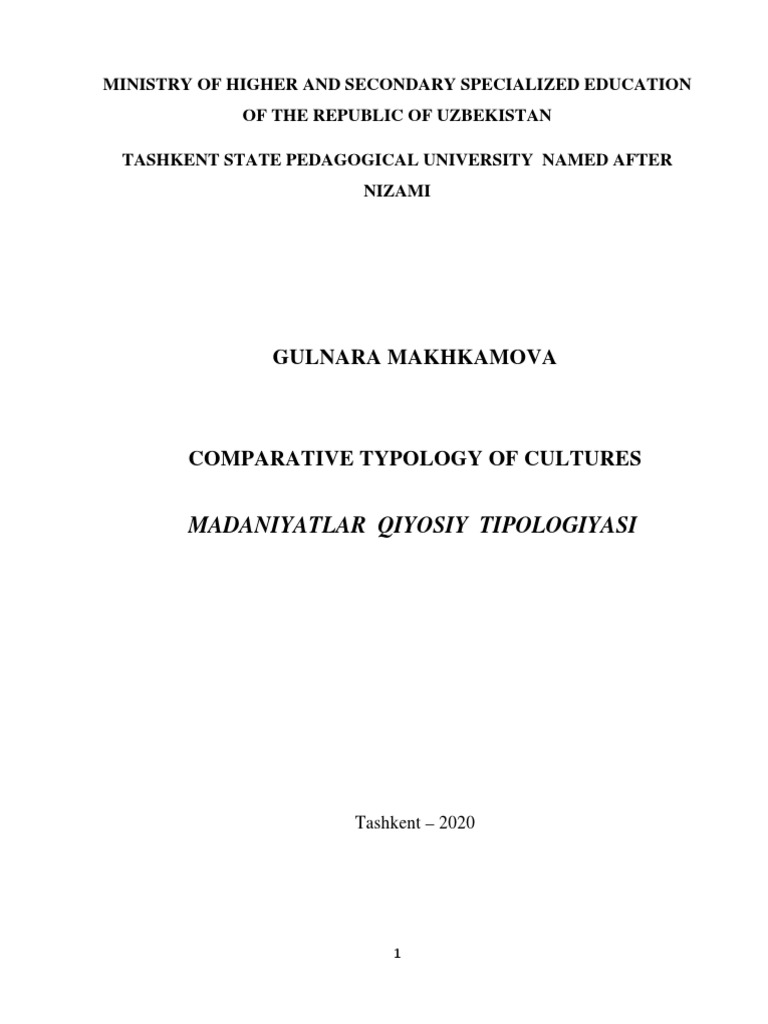 Coursebook - Comparative Typology of Cultures 2019 | PDF | Cross ...