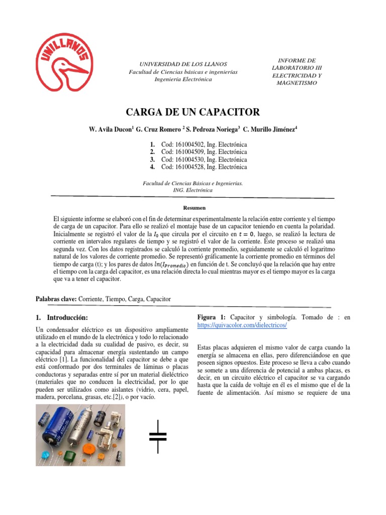Carga De Un Capacitor En Un Circuito Rc Relación Entre Corriente Y