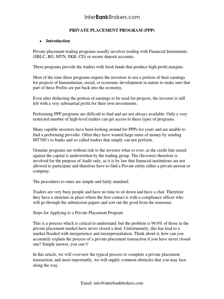 Private Placement Program (PPP) | PDF | Banks | Investor