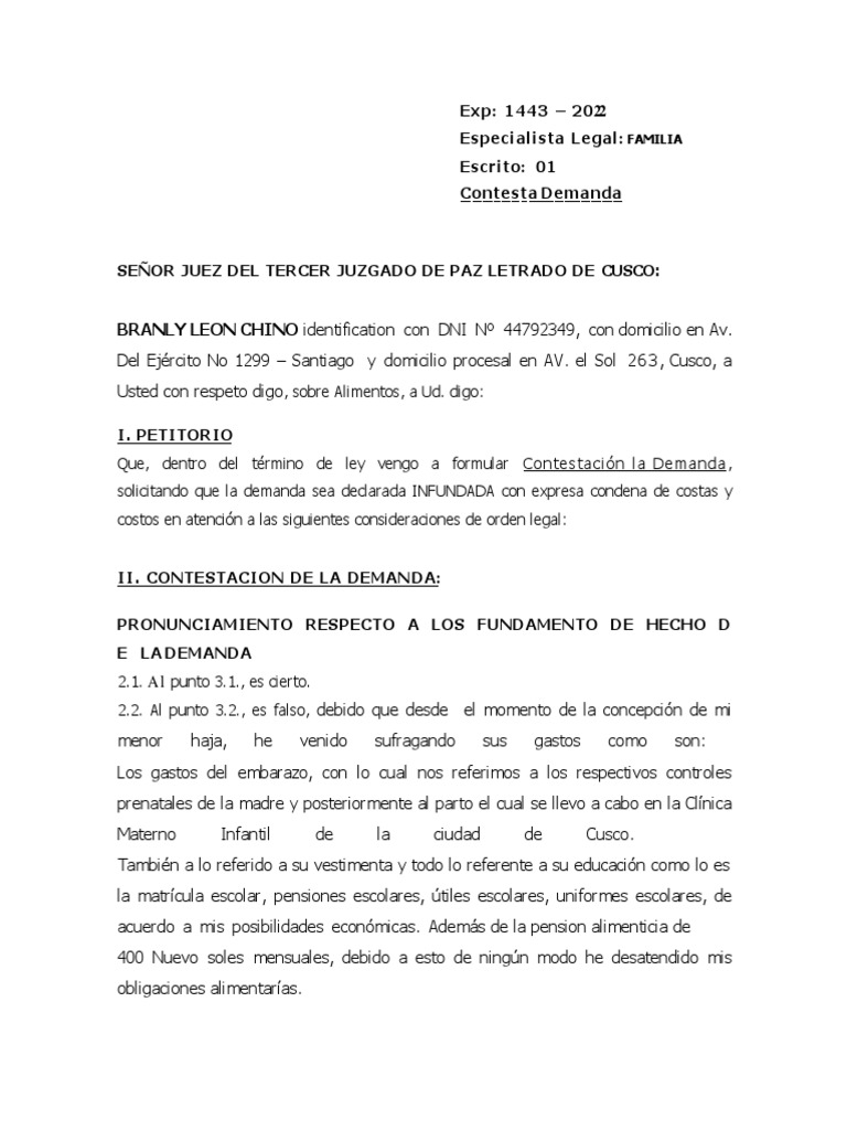 CONTESTACION | PDF | Ley procesal | Instituciones gubernamentales