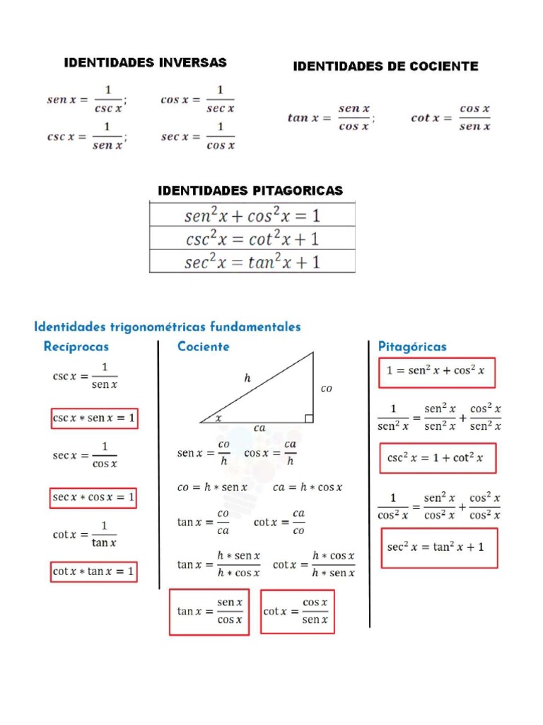 FORMULARIO Razones Trigonometricas | PDF
