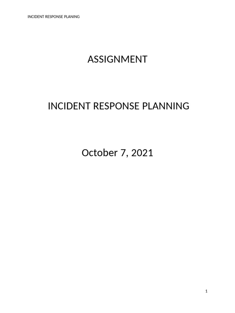 Assignment: Incident Response Planing | PDF | Computer Network | Information Security
