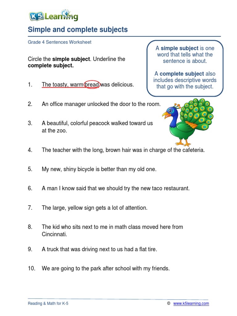 Simple and Complete Subjects | PDF | Language Arts & Discipline | Wellness