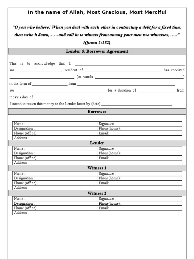 Islamic Loan Agreement Template | PDF | Finance & Money Management