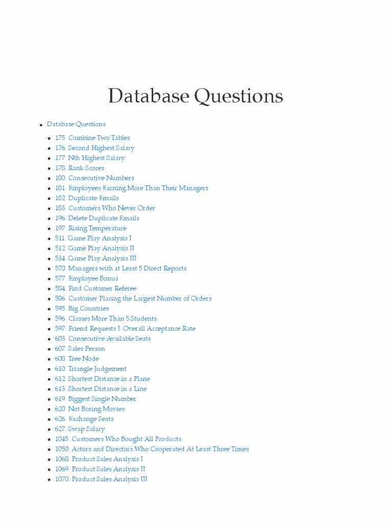 Leet Code SQL Questions 2 | PDF | Table (Database) | Computer Programming