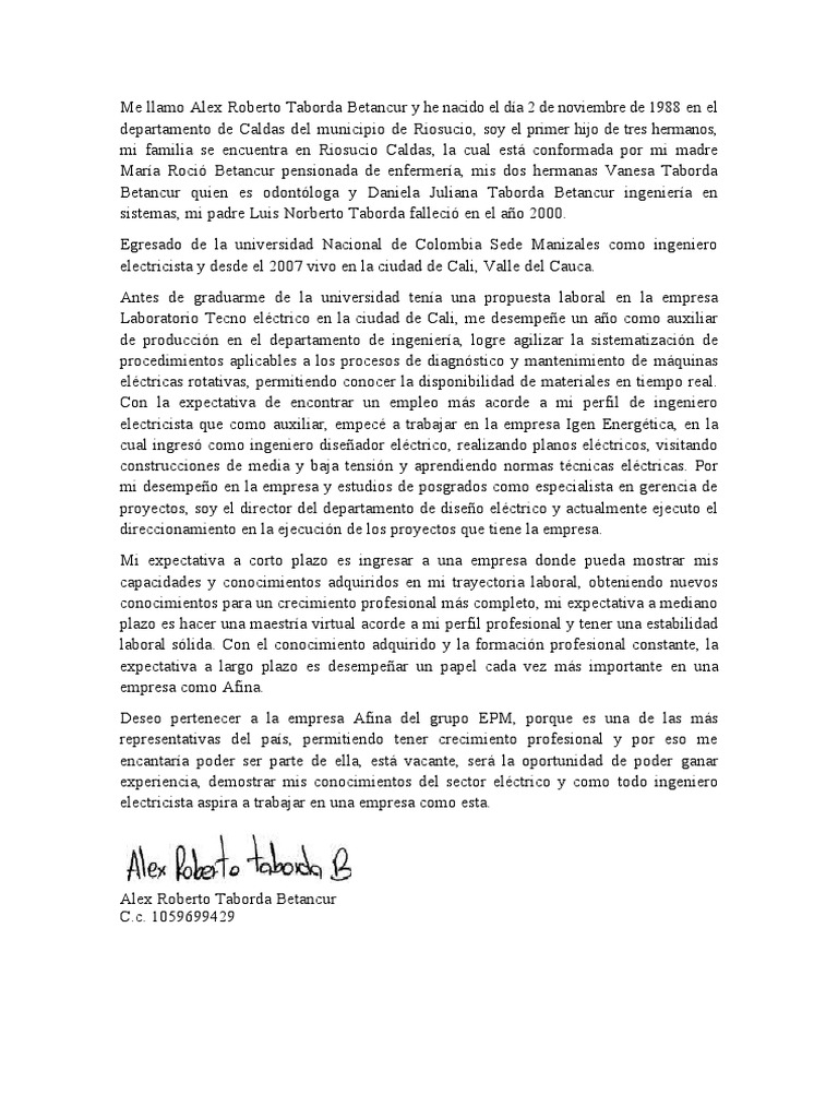 Autobiografía Alex Taborda 2342020 | PDF