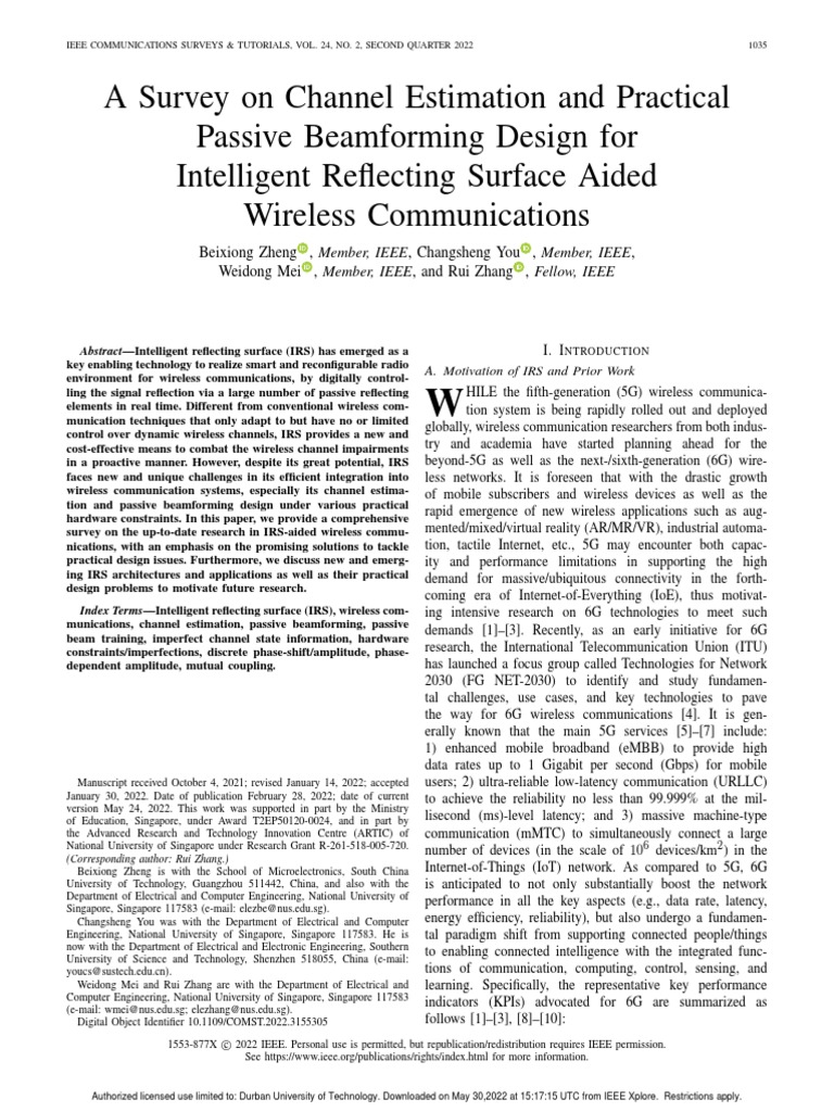 A Survey On Channel Estimation and Practical Passive Beamforming Design For Intelligent ...