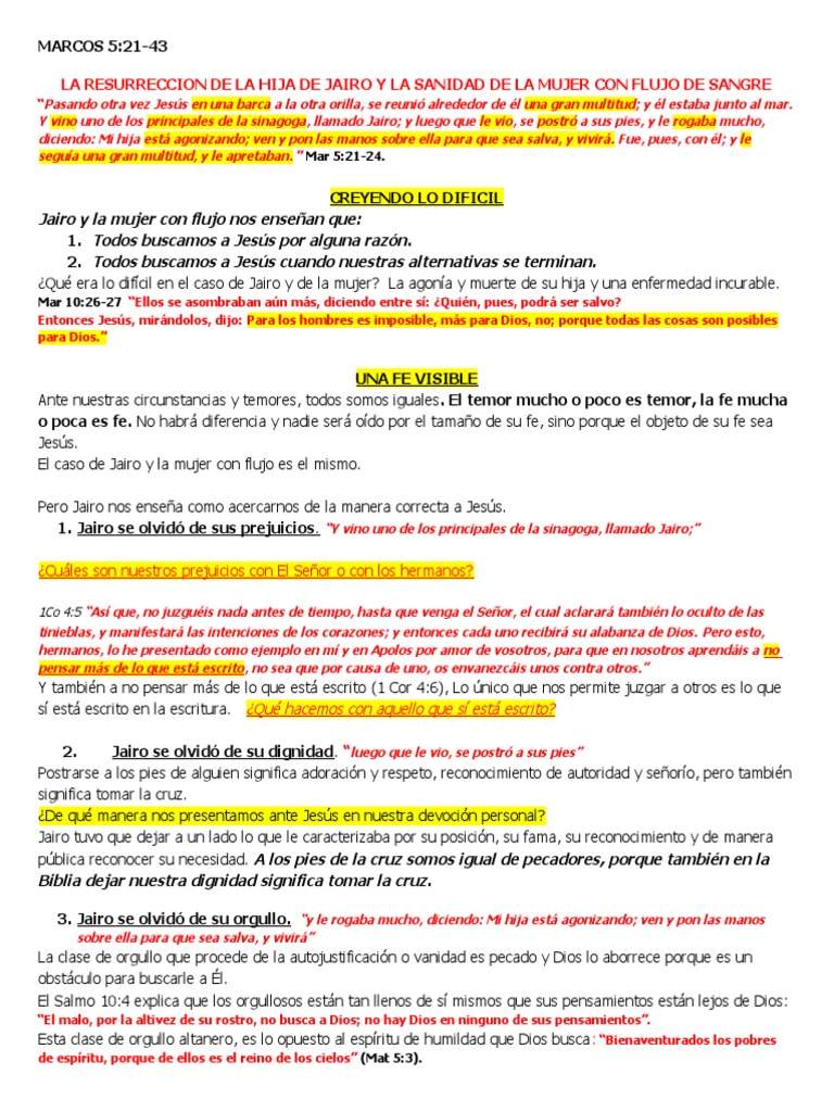 Fe y sanidad en Marcos 5:21-43 | PDF | Jesús | Pecado