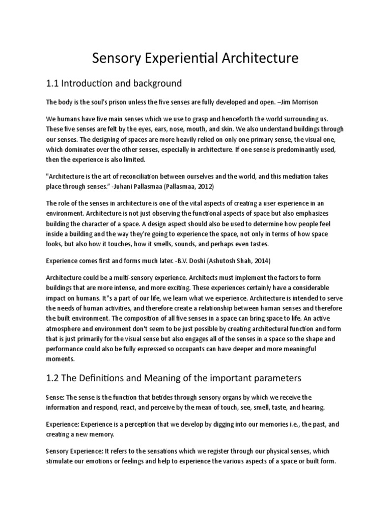 Sensory Experiential Architecture: 1.1 Introduction and Background ...