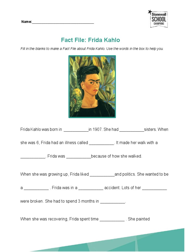 Frida Kahlo Fact File Worksheet | PDF