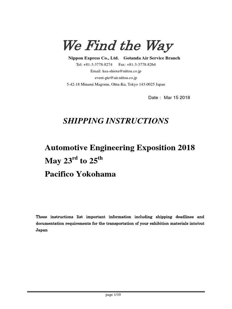 We Find The Way: Shipping Instructions | PDF | Cargo | Fee