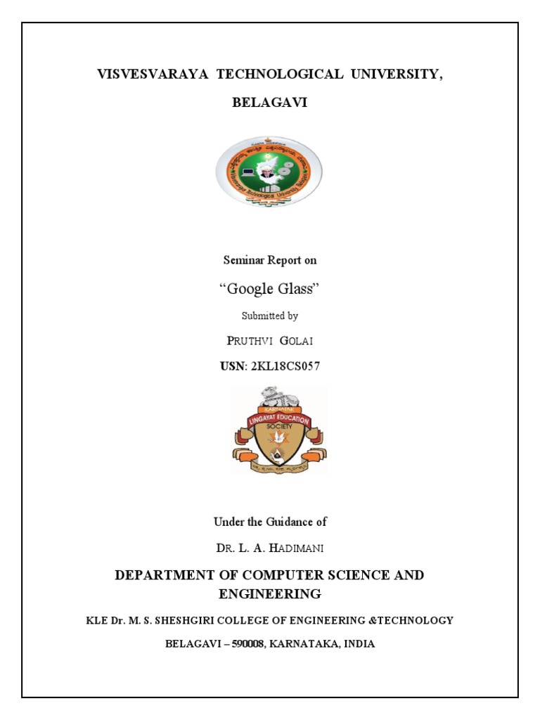 Visvesvaraya Technological University, Belagavi: "Google Glass" | PDF ...