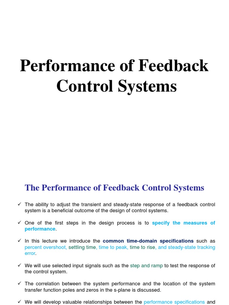 Lecture-5 Performance of Feedback Control Systems | PDF | Damping ...