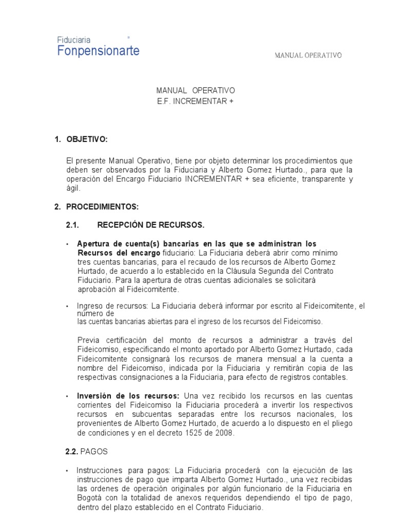 Procedimientos para Encargo Fiduciario | PDF | Ley de fideicomiso ...