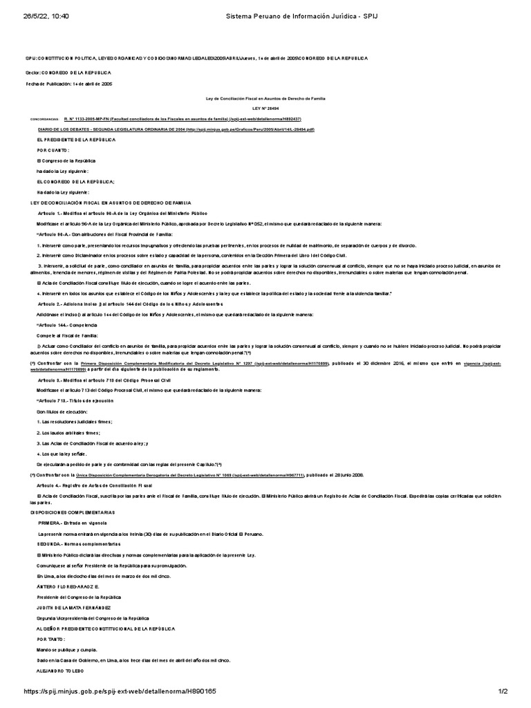 Ley 28494 | PDF | Gobierno | Crimen y violencia