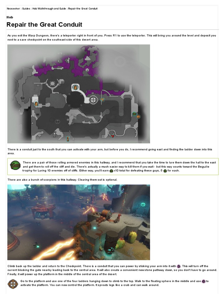 Repair The Great Conduit - Hob Walkthrough - Neoseeker | PDF