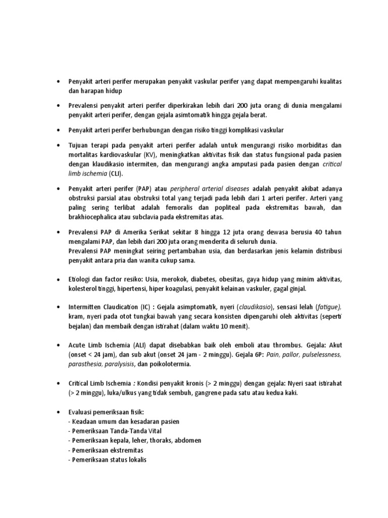 Penyakit Arteri Perifer dan CLTI | PDF