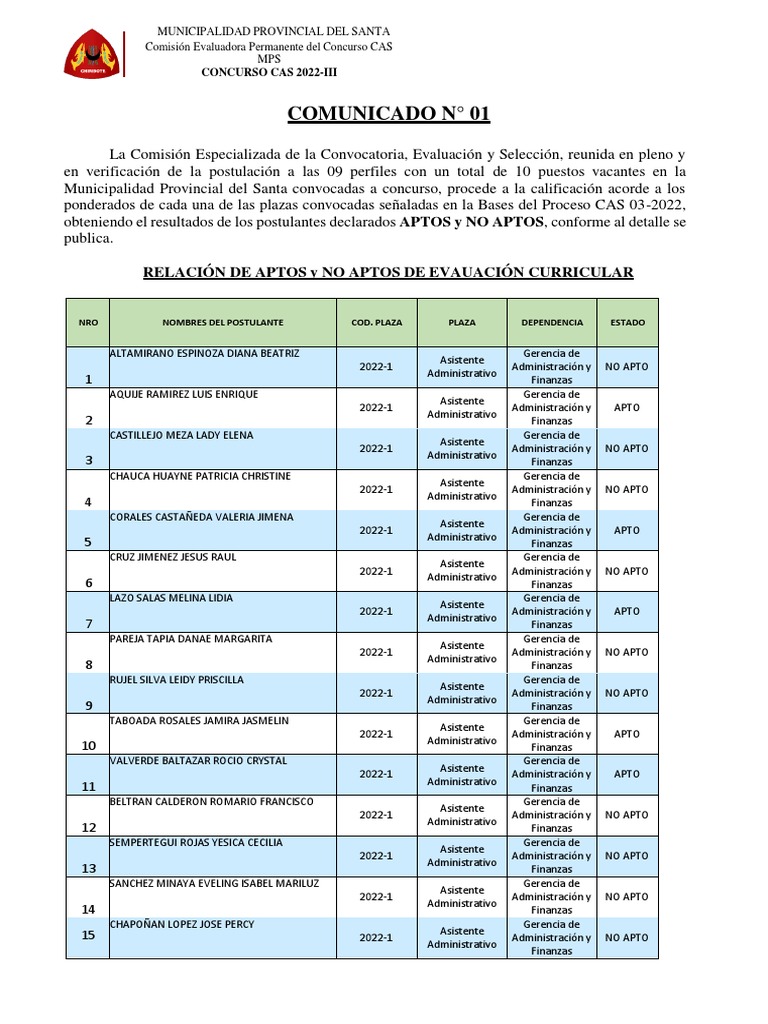 Comunicado 01 2022 | PDF