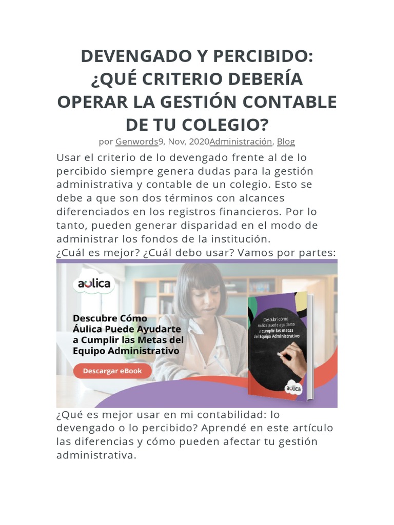 Criterios Devengado y Percibido | PDF | Devengo | Contabilidad
