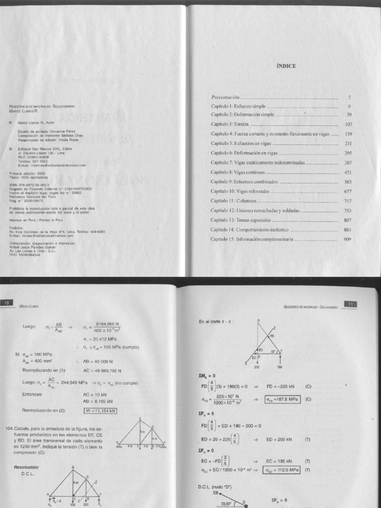 Solucionario Resistencia de Materiales - Pytel y Singer 4 Ed | PDF