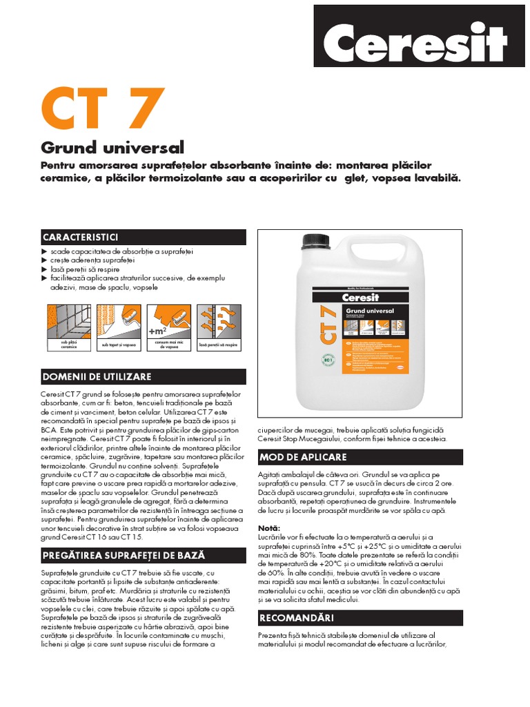 Tds Ro Ceresit ct7 Grund Universalpdf | PDF