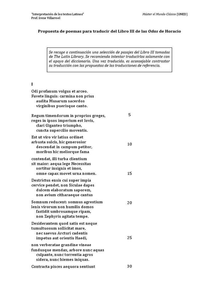 Traducción de Odas de Horacio | PDF