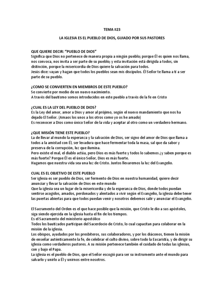 Tema N°23 La Iglesia Pueblo de Dios | PDF | Iglesia Católica | Sacerdote