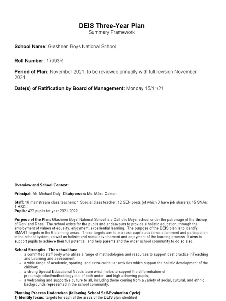 DEIS Plan Targets Retention and Attendance | PDF | Literacy | Schools