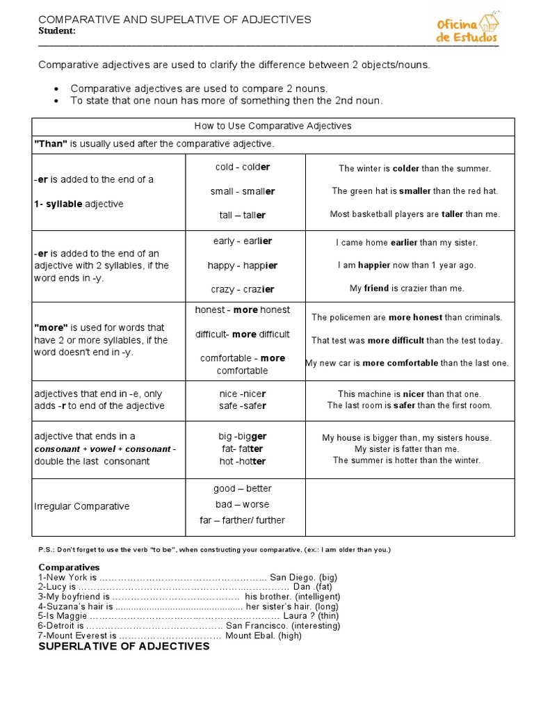 Comparative and Superlative | PDF | Adjective | Grammar