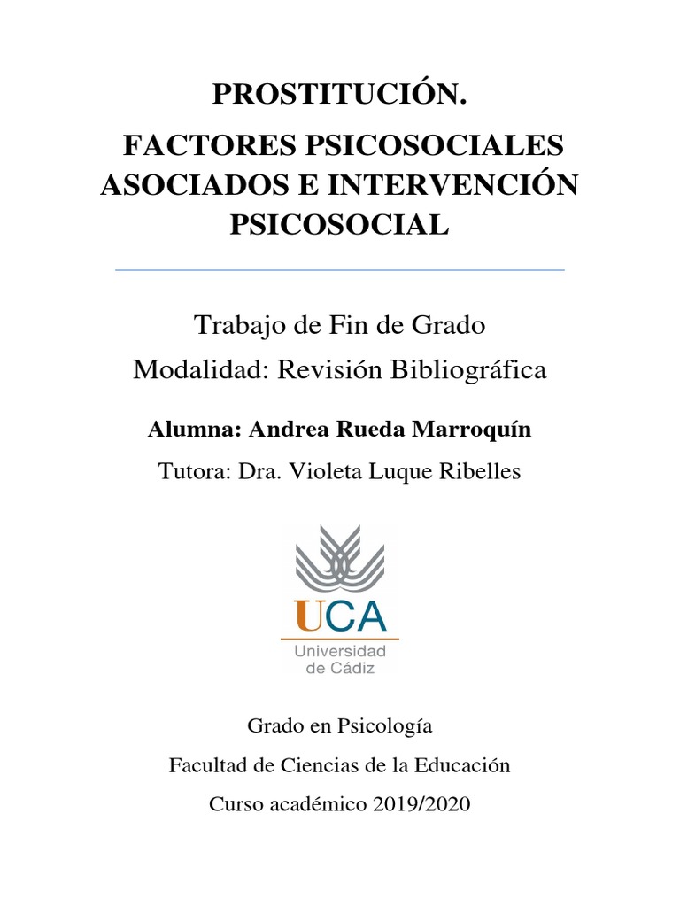 La Prostitucion Y Los Factores Psicosociales Pdf Mujer Prostitución