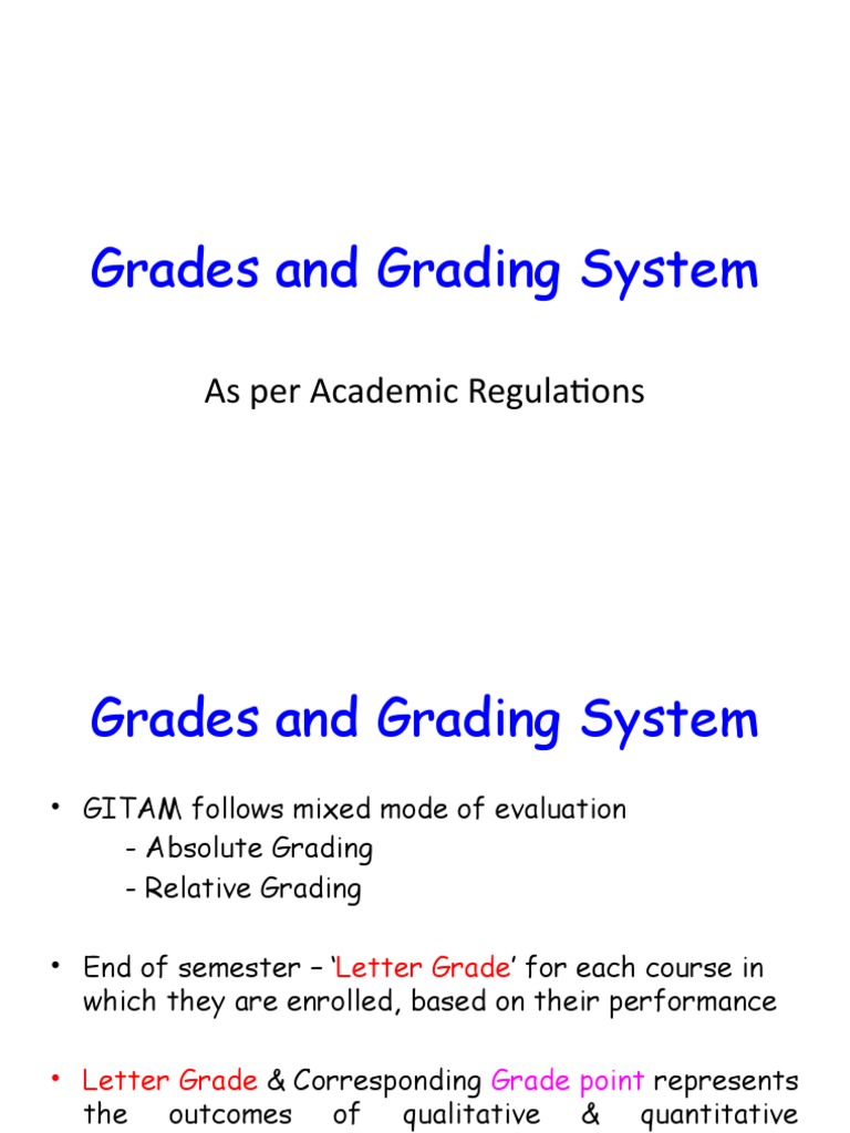 Grades and Grading System: As Per Academic Regulations | PDF