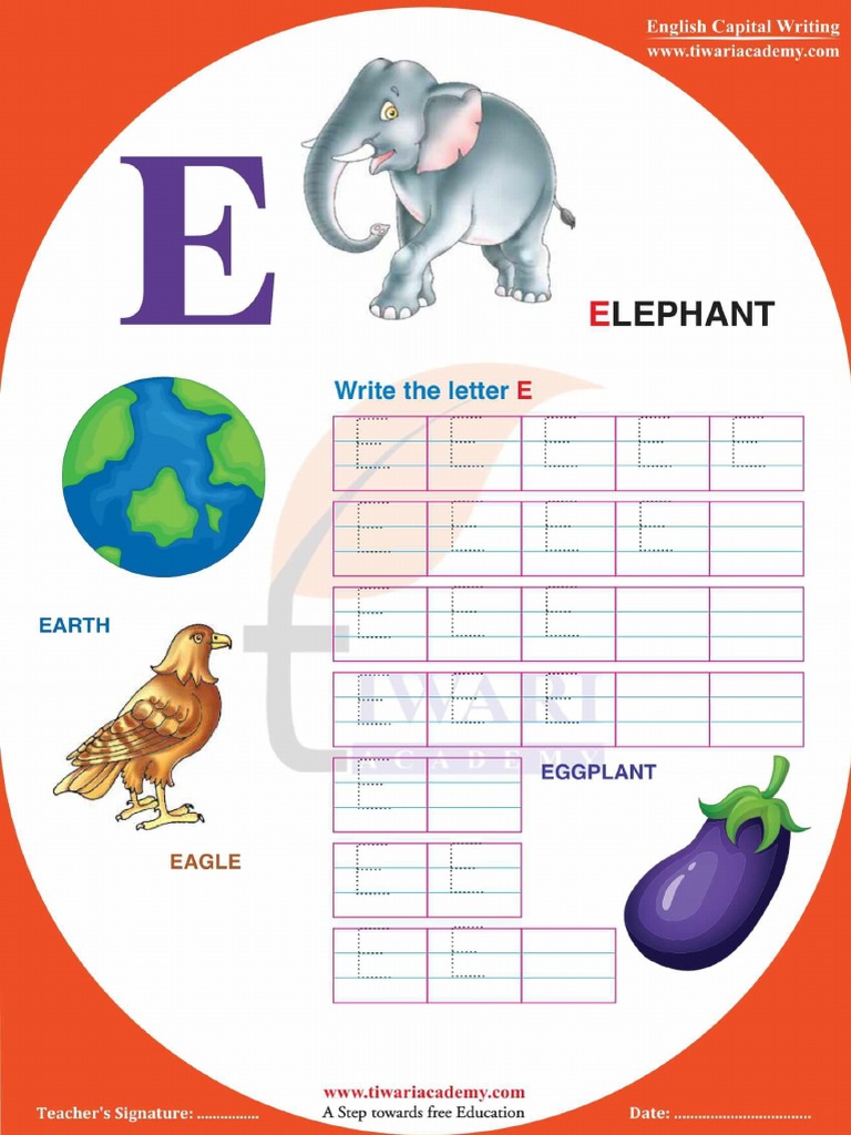 Alphabet Tracing Worksheets Letter E | PDF