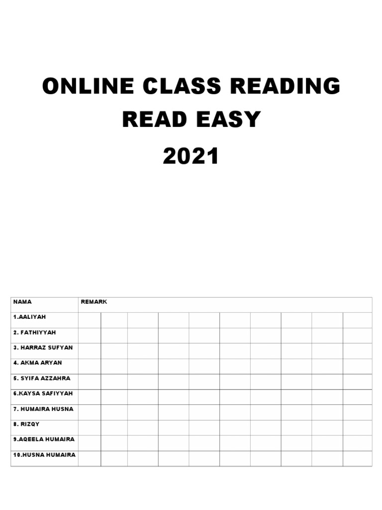 Online Class Reading Read Easy | PDF