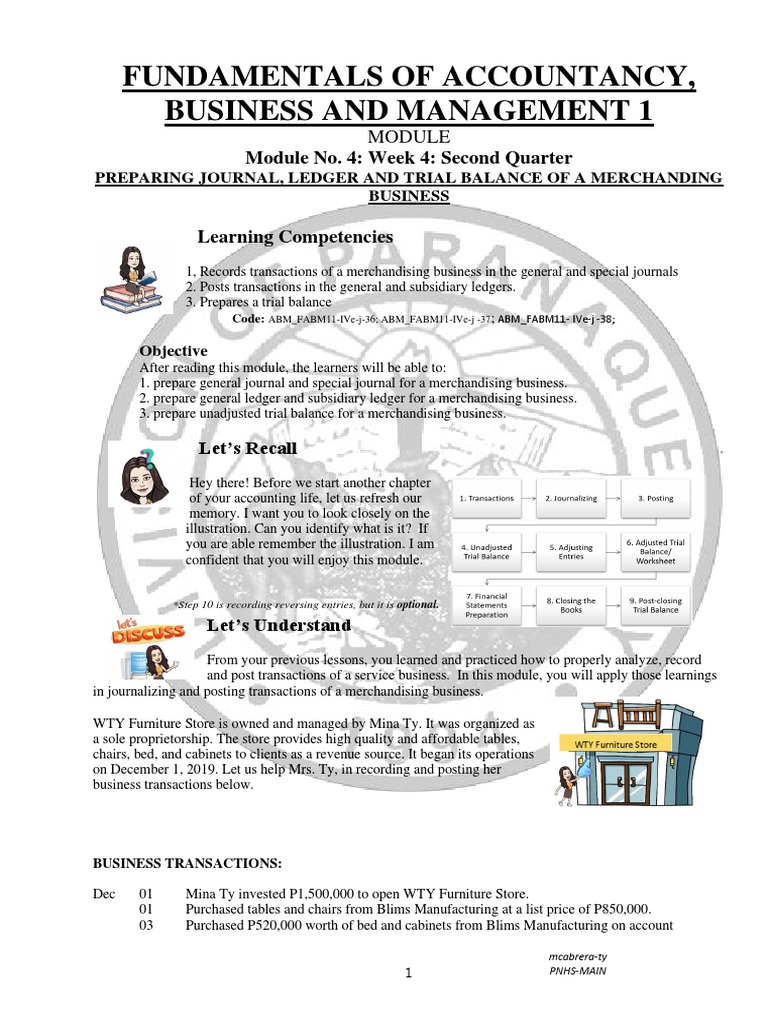 Fabm1 Grade-11 Qtr4 Module4 Week-4 | PDF | Debits And Credits | Business
