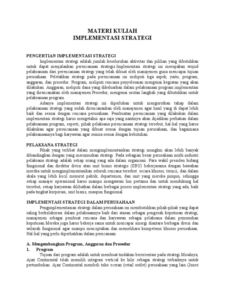 Implementasi Strategi | PDF