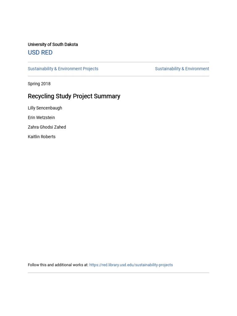 Recycling Study Project Summary | PDF | Recycling | Waste Management