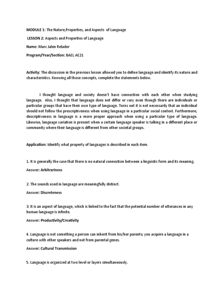 Relador AE21 Module1 Lesson2 | PDF | Linguistics | Cognitive Science