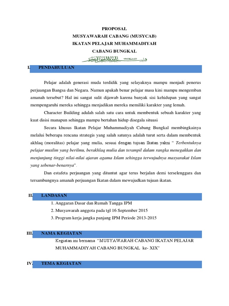 Proposal Musycab Ke Xix Ipm Bungkal | PDF