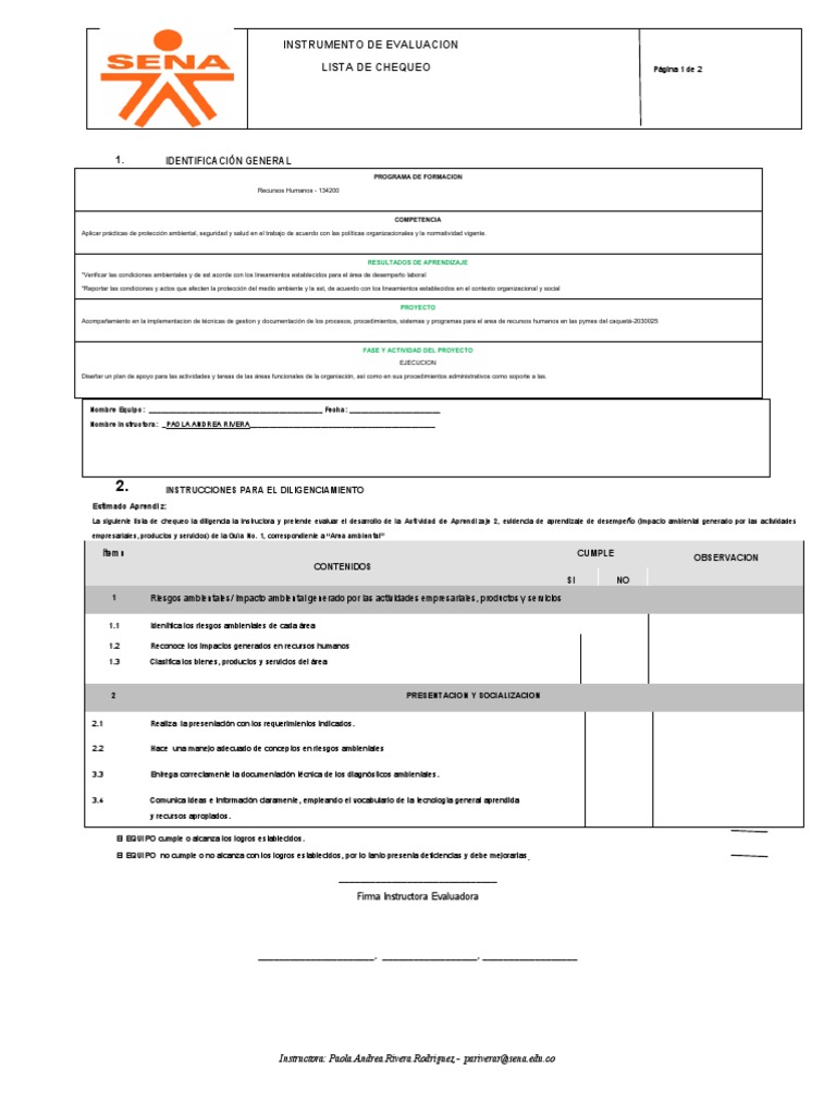 Formato Lista de Chequeo | PDF | Gestión de recursos humanos | Evaluación