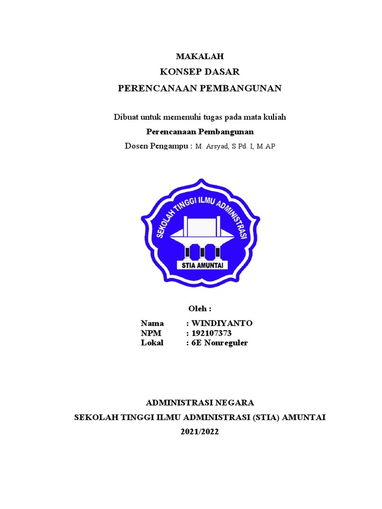 Makalah Konsep Dasar Perencanaan Pembangunan 6e Nonreguler Pdf 