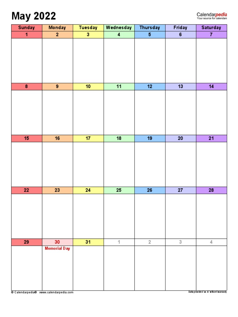 May 2022 Calendar Overview | PDF