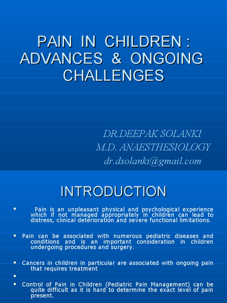 Pediatric Pain Management Advances | PDF | Anesthesia | Analgesic