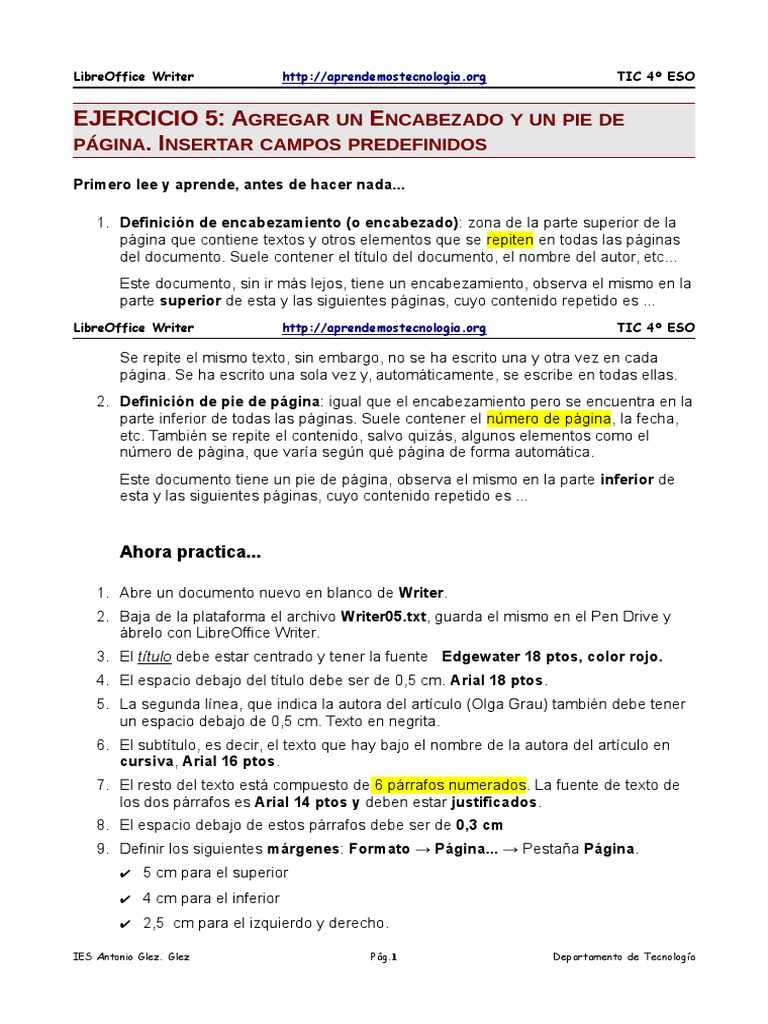 Ejercicios de Writer 05 | PDF | Informática