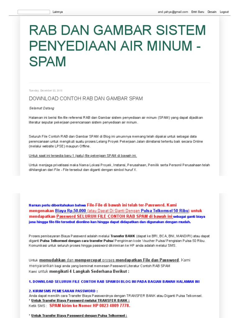 RAB dan Gambar SPAM Air Minum | PDF