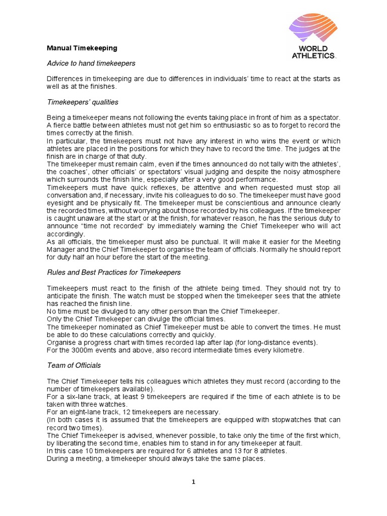 Advice To Hand Timekeepers: Manual Timekeeping | PDF