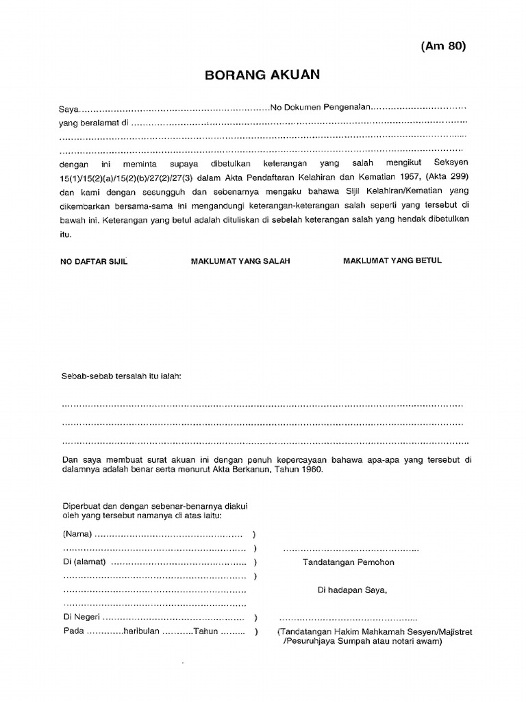 Borang Am 80 Pindaankelahiran | PDF