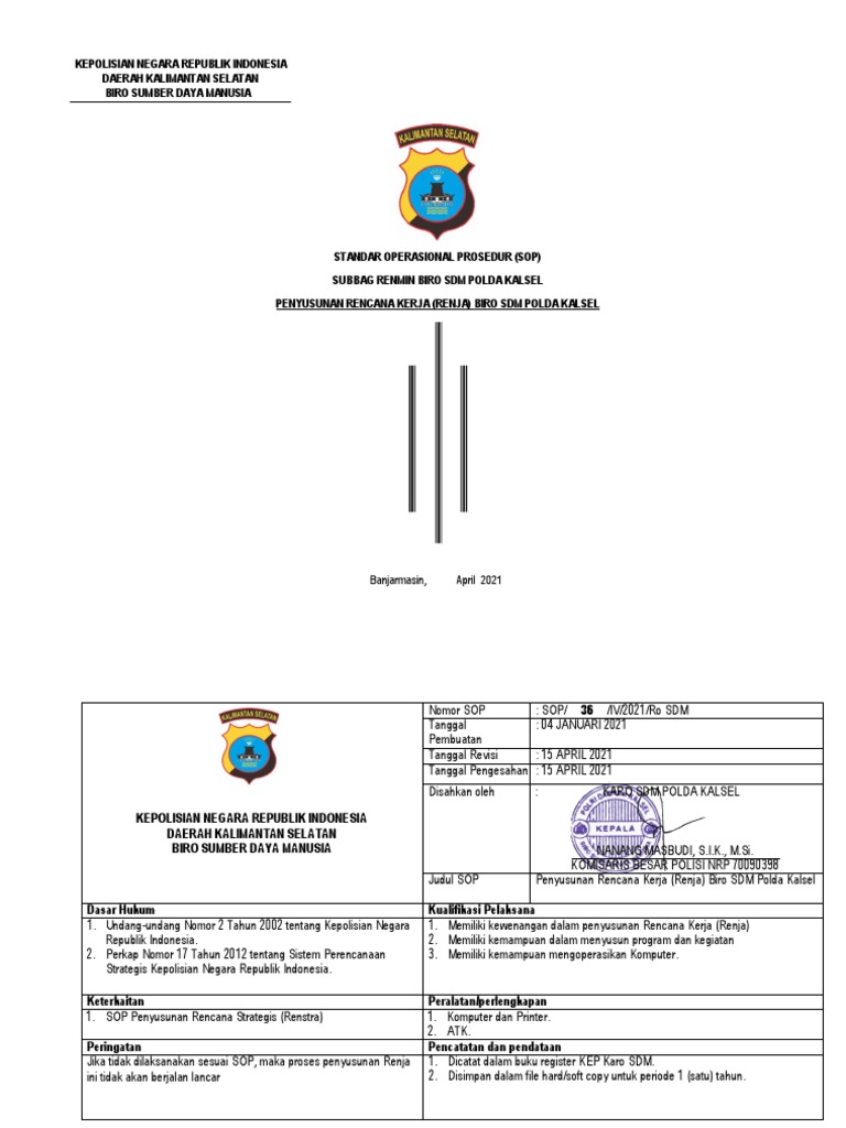 Sop Subbagrenmin Penyusunan Renja | PDF
