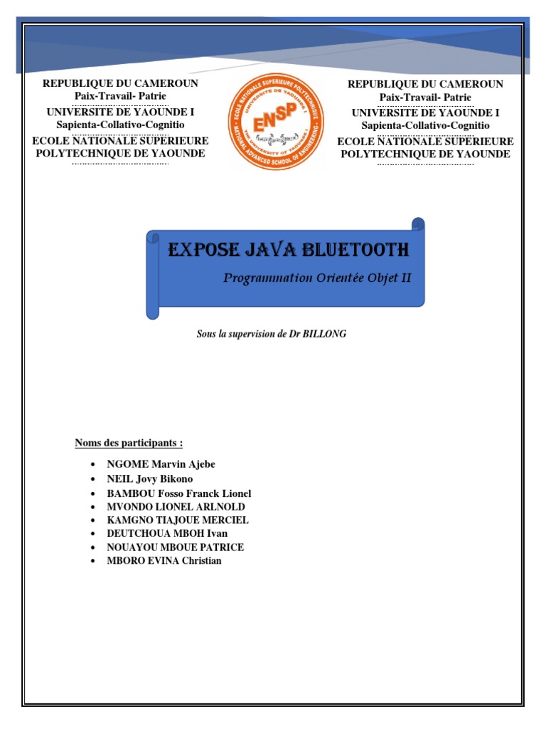 Exposé de POO 2 | PDF | Bluetooth | Java (Langage de programmation)