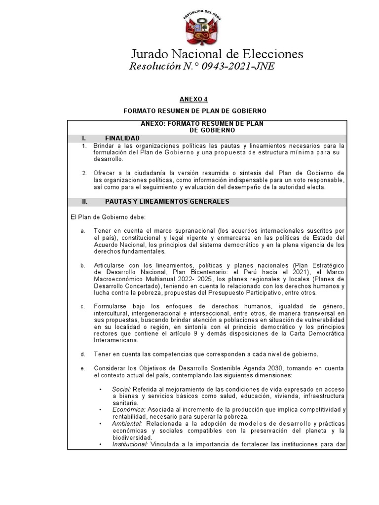 Formato Plan de Gobierno | Descargar gratis PDF | Institución | Democracia